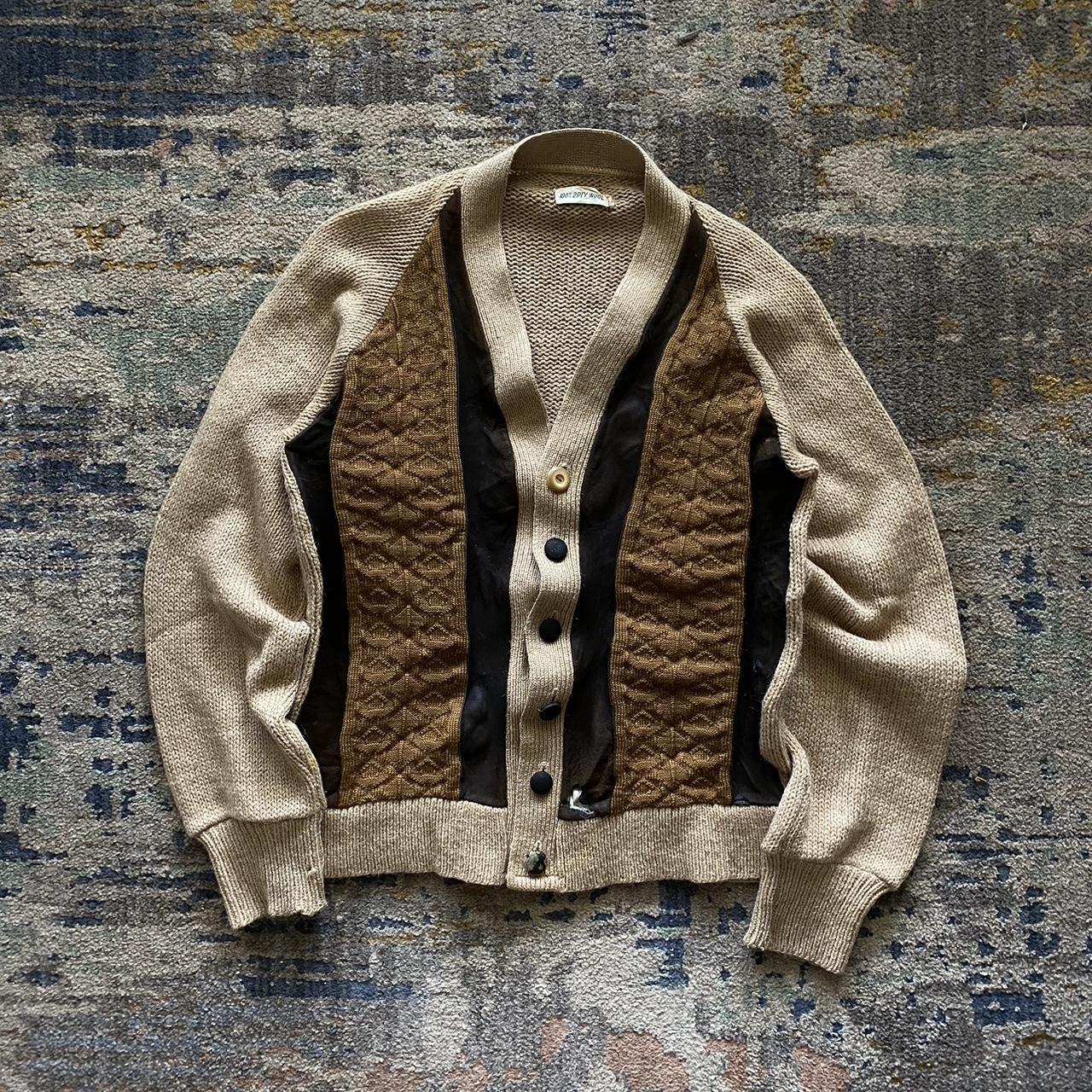 1960’s distressed tri tone cardigan Measures... - Depop
