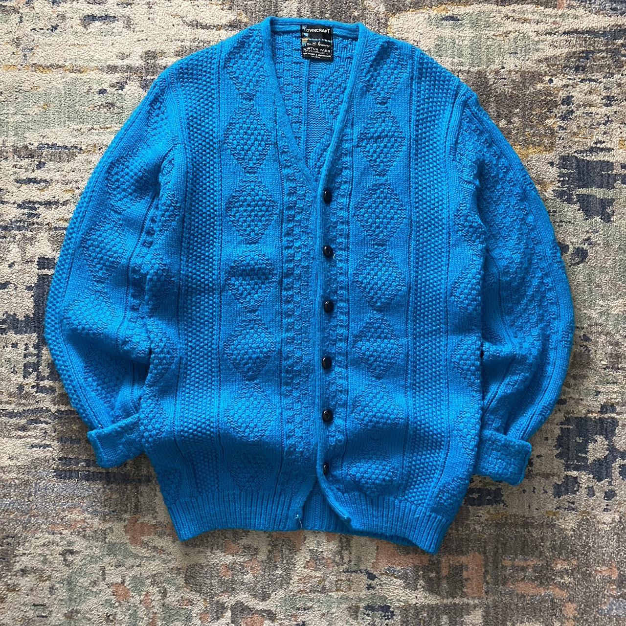 1960’s/70’s cyan towncraft cardigan Measures... - Depop