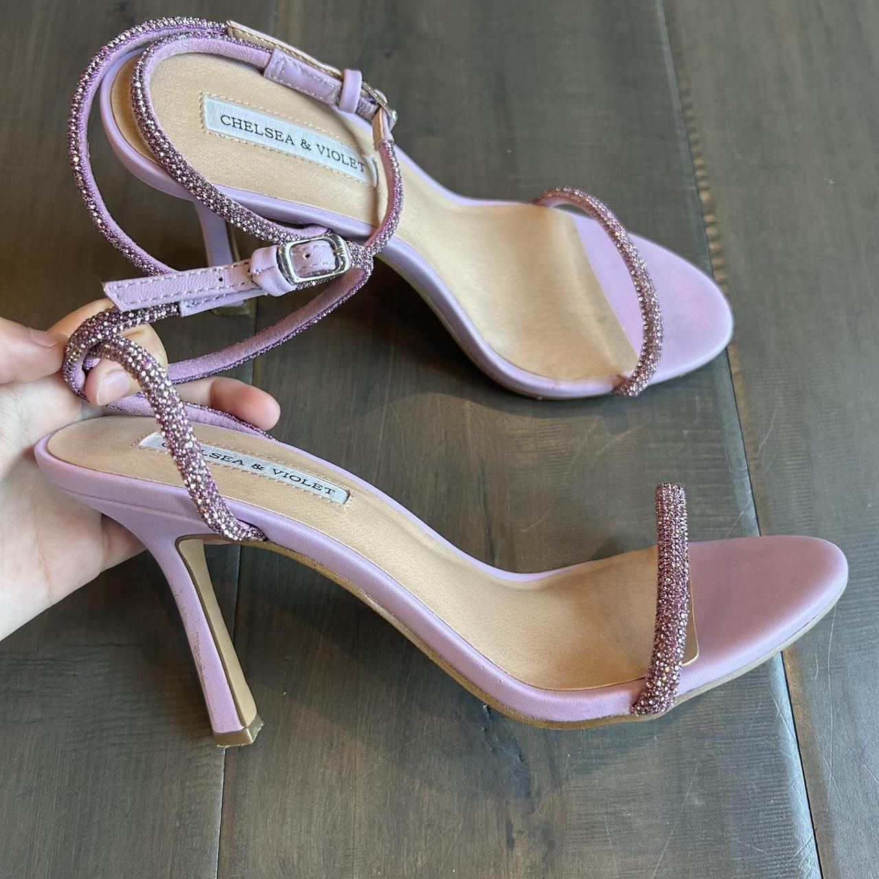 Chelsea and Violet Purple Bedazzled Heels Size... - Depop