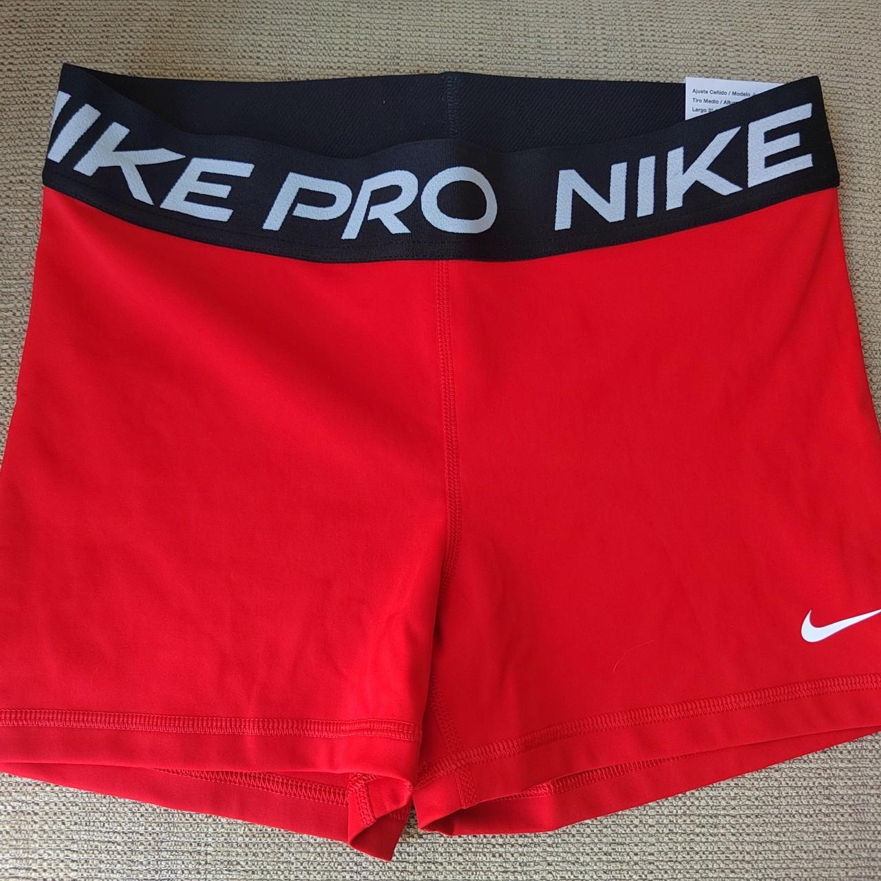 Nike pro red medium womens 3" mid-rise shorts New... - Depop