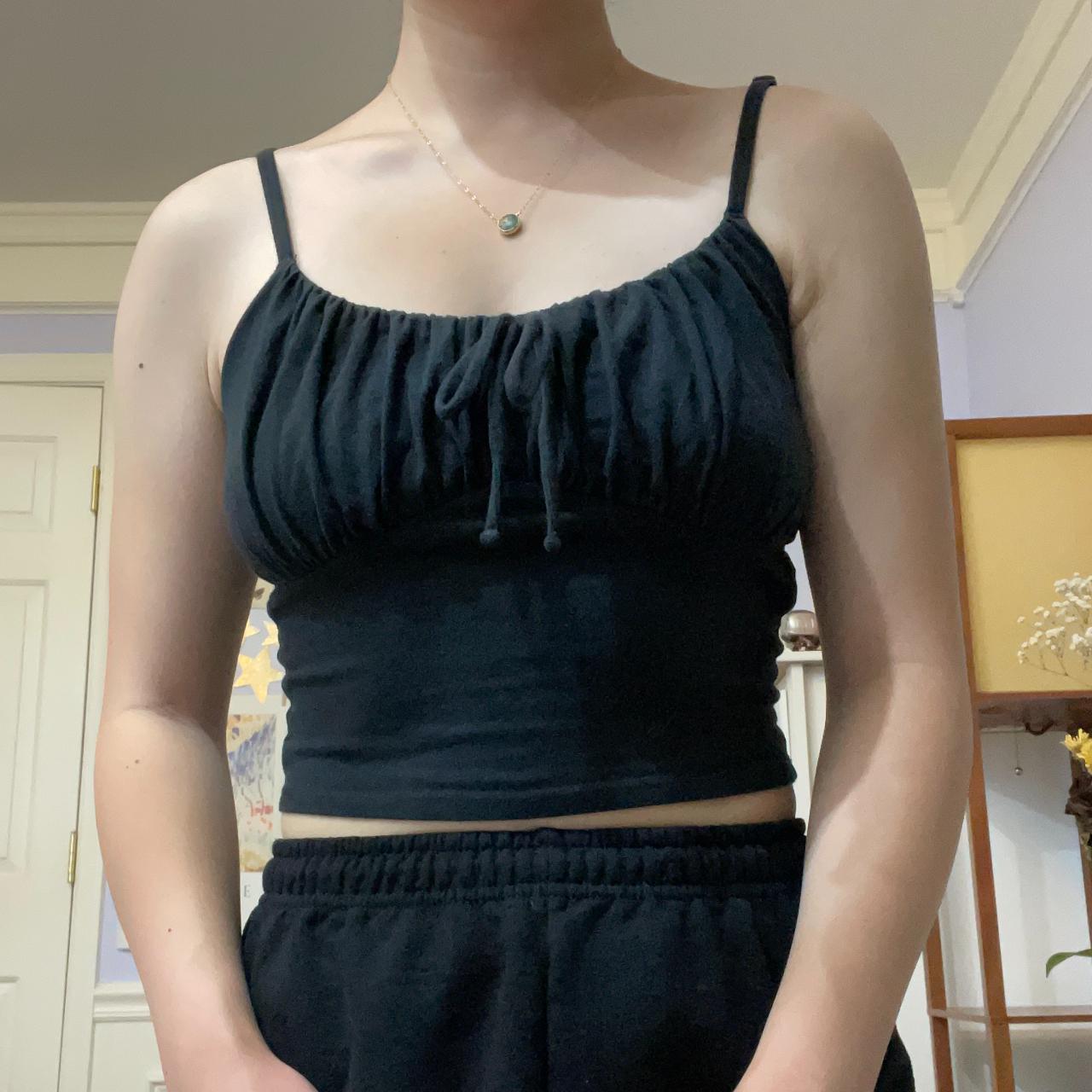 hollister black cropped ruched bust cami - excellent... - Depop