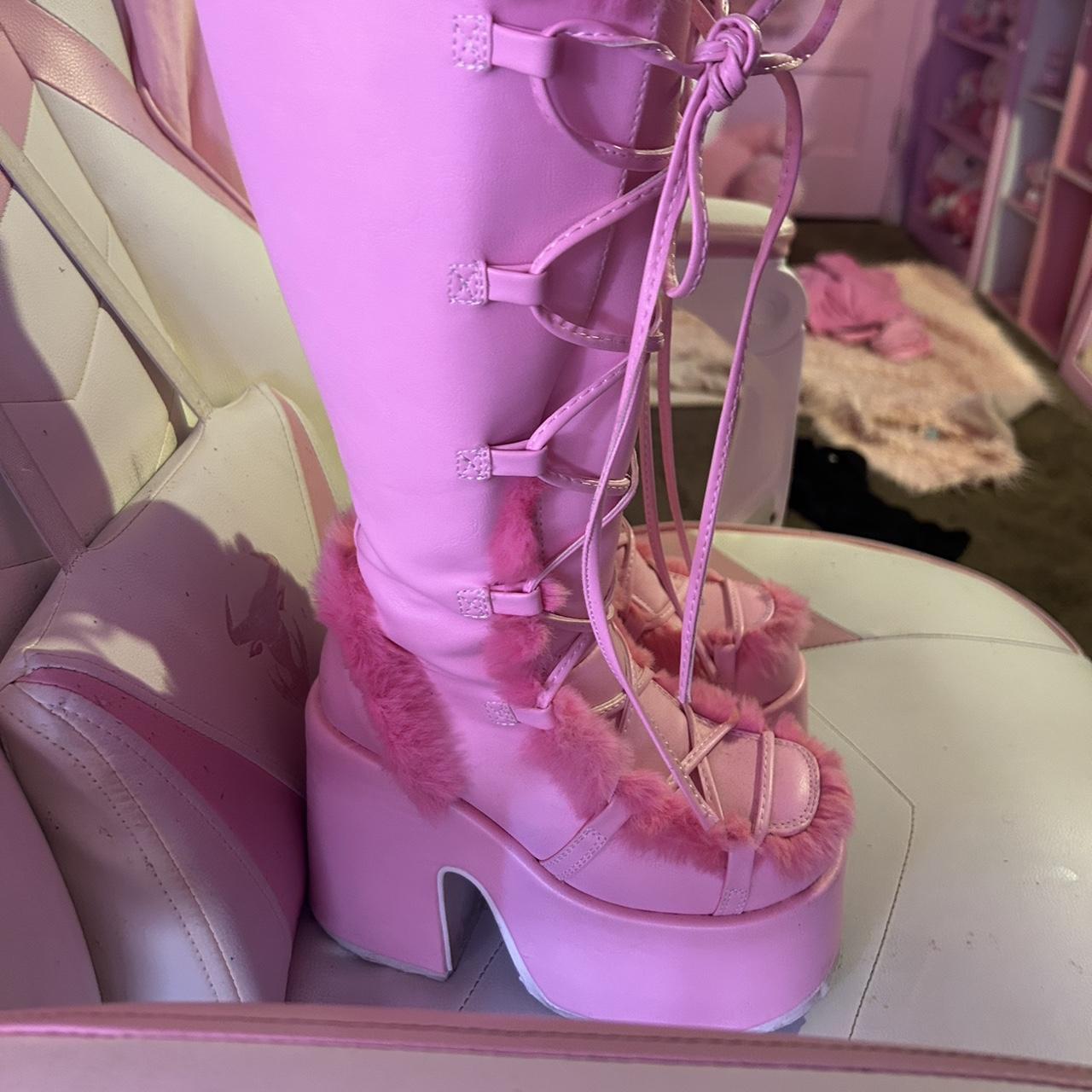 Demonic Pink fur boots💞 🚫SEND OFFERS YOU WONT GET... - Depop