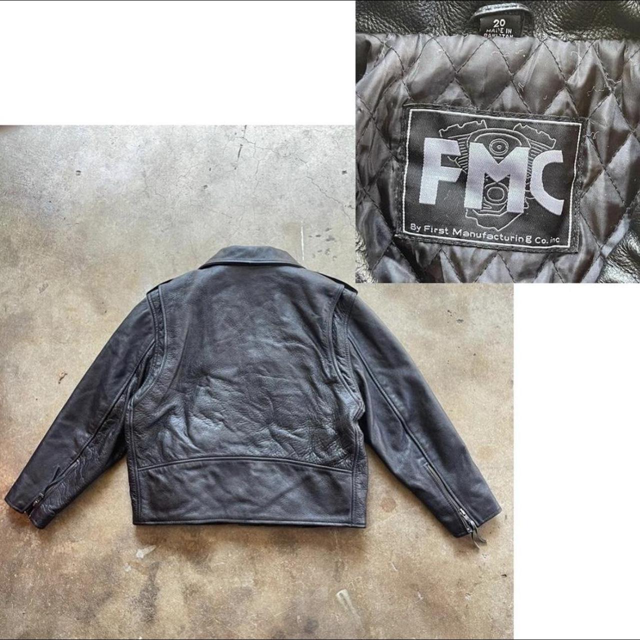 Vintage FMC Genuine leather Moto Jacket 100%... - Depop