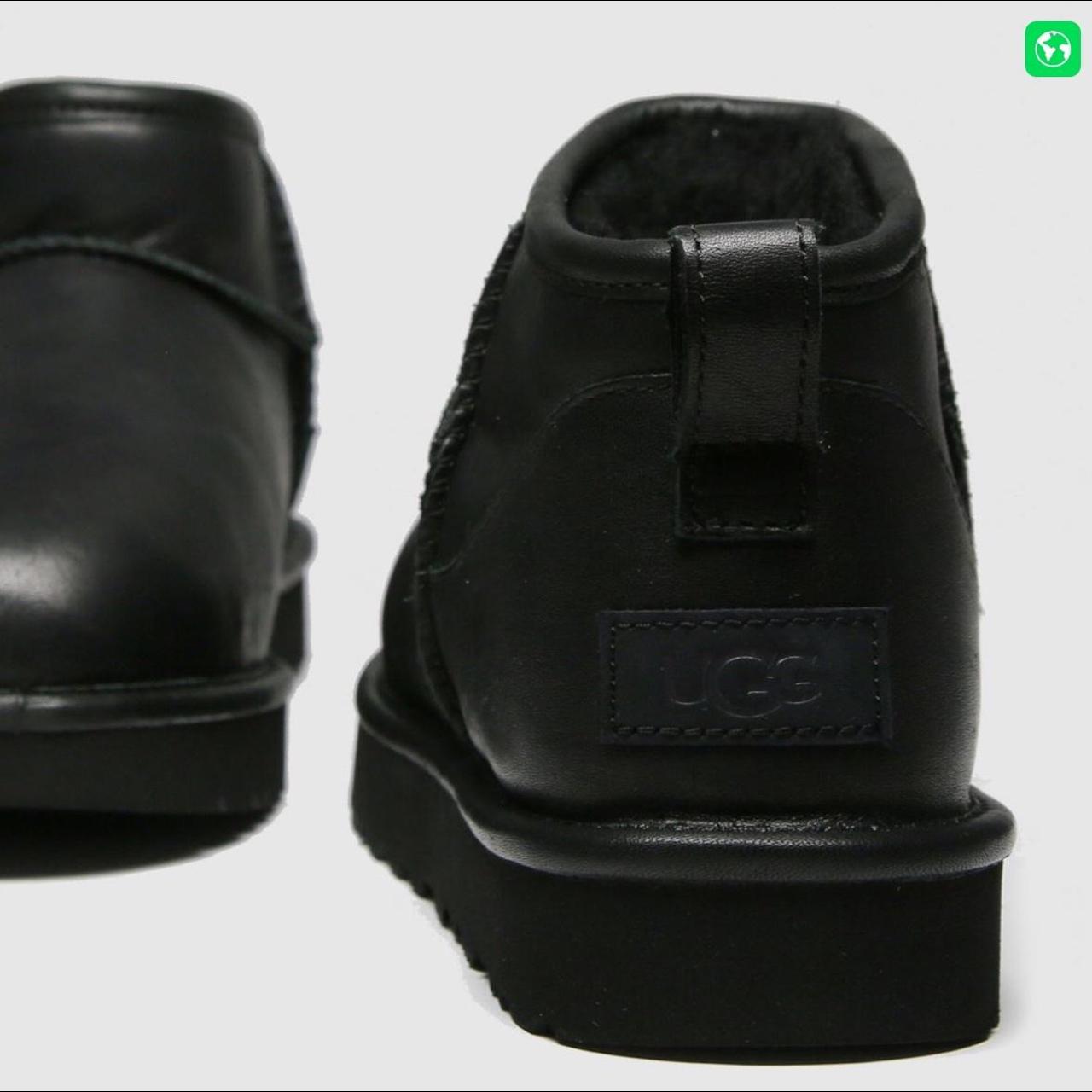 UGG classic ultra mini leather boots in black, with... - Depop