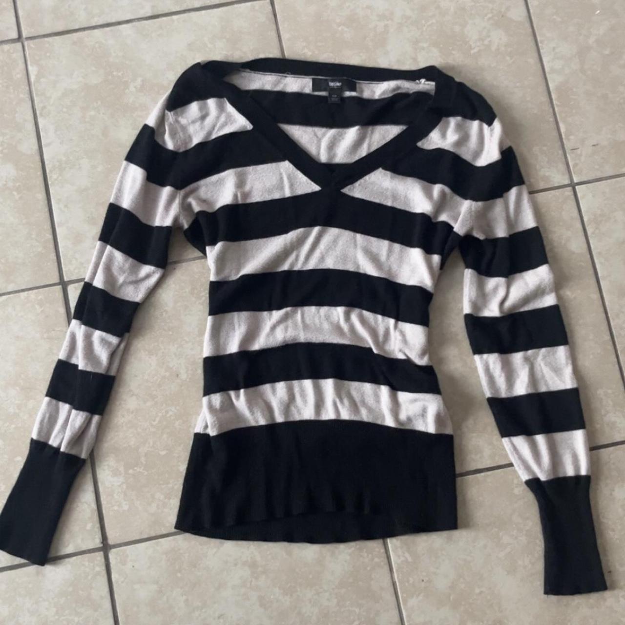 Low cut striped emo sweater Women’s medium #emo... - Depop