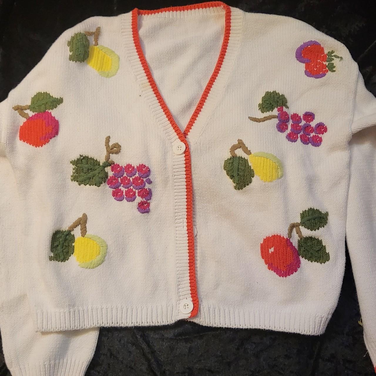 Fruit cardigan! Very cute cardigan it is kinda crop... - Depop