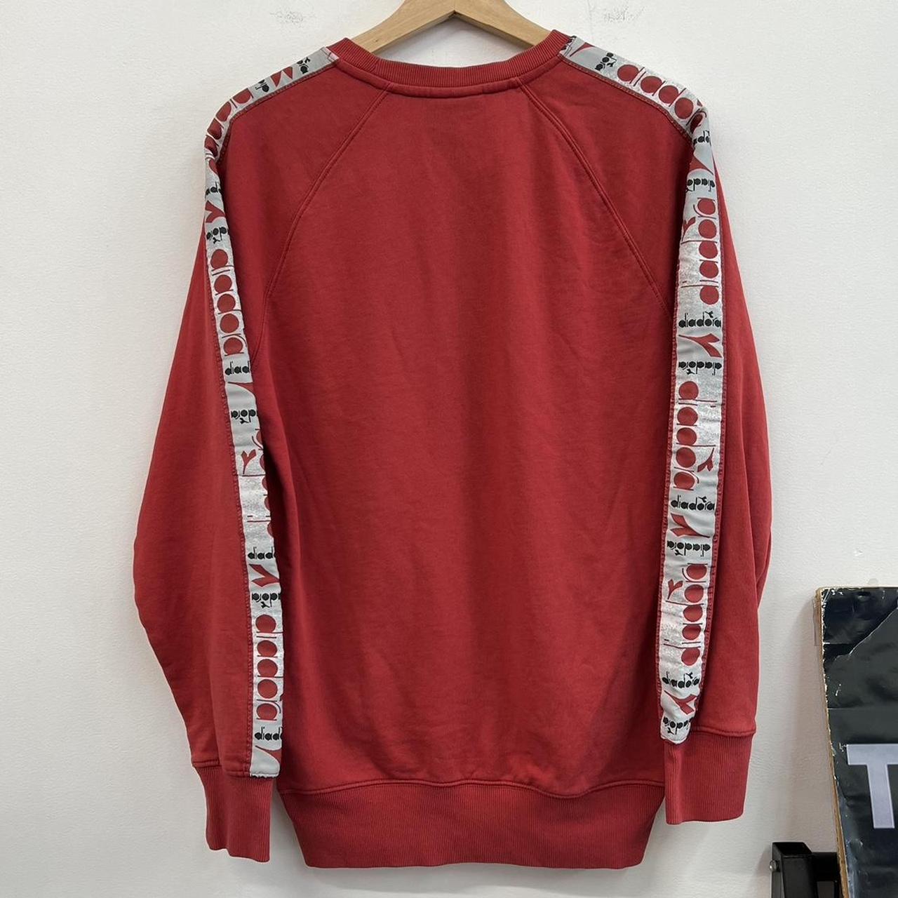 Retro Diadora Ribbon Stripe Sleeve pullover red... - Depop