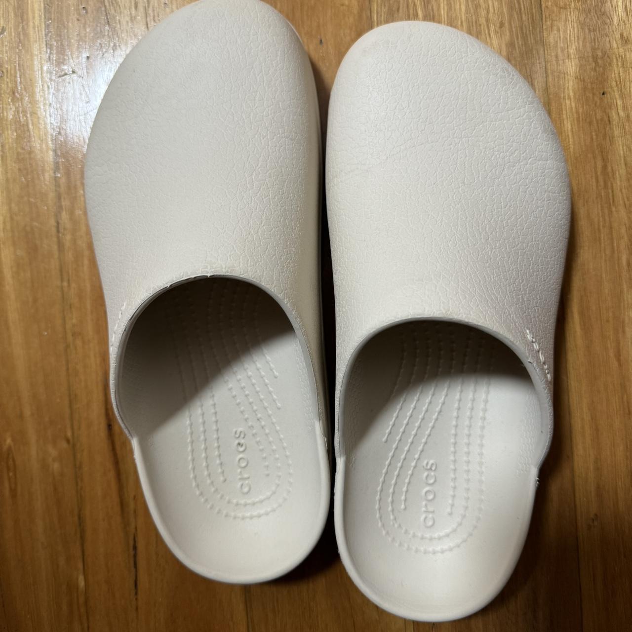 Cream croc clogs, worn once. Size 7 - Depop