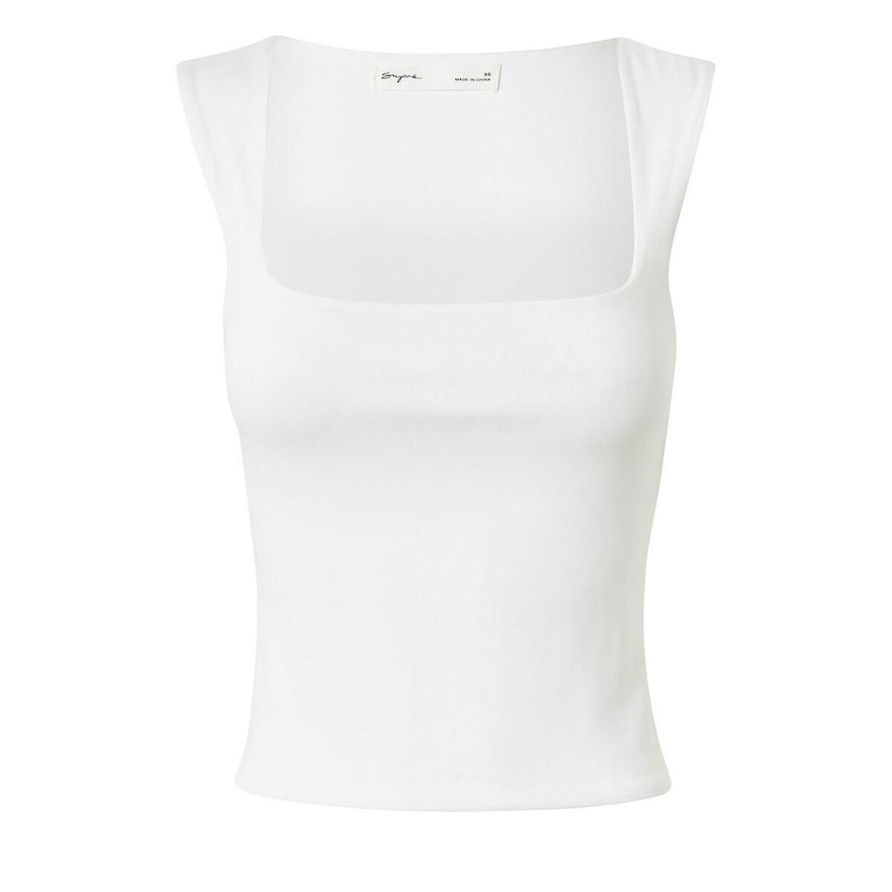 Supre white square neck tank top Luxe Open Neck... - Depop