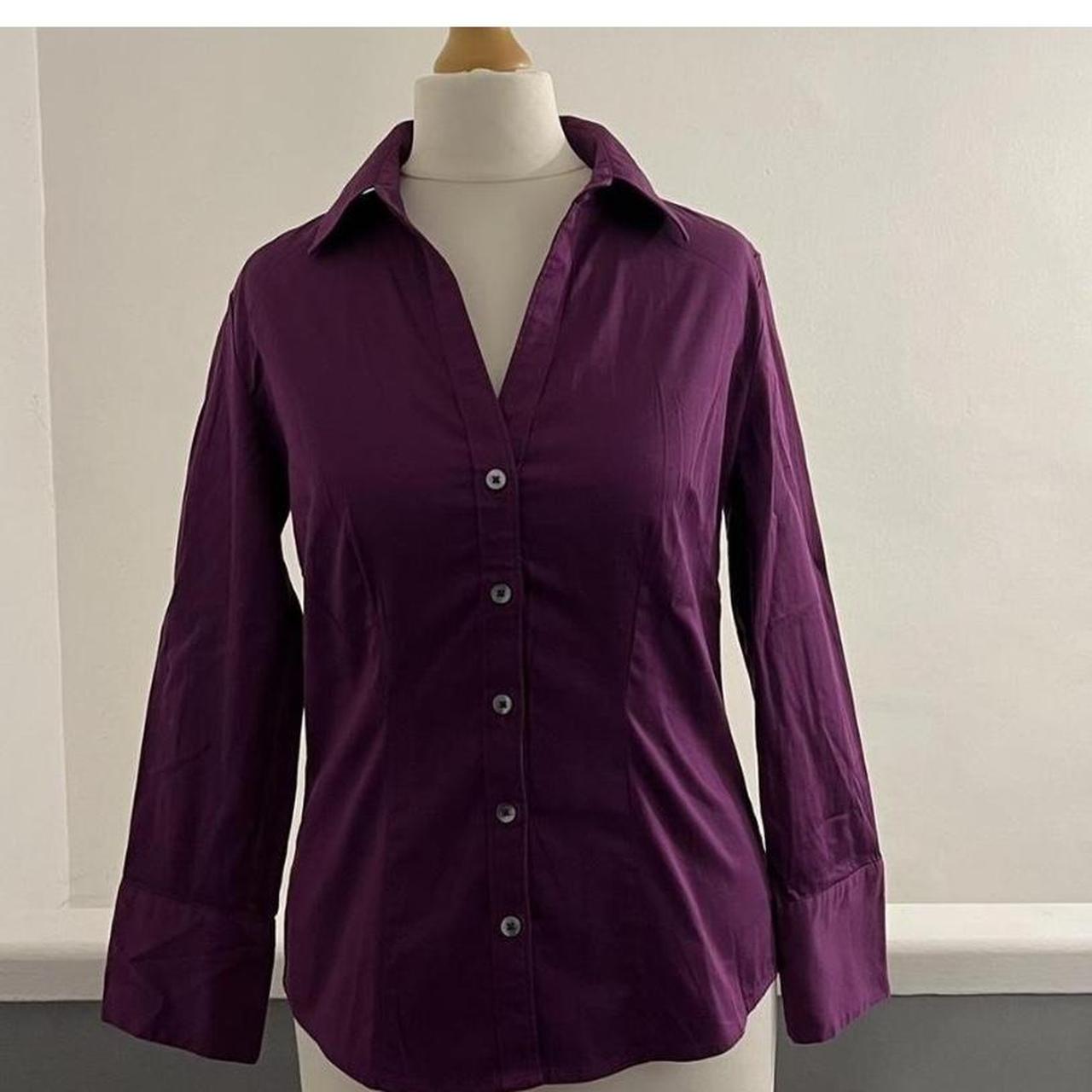 purple fitted long sleeve button up shirt from... - Depop
