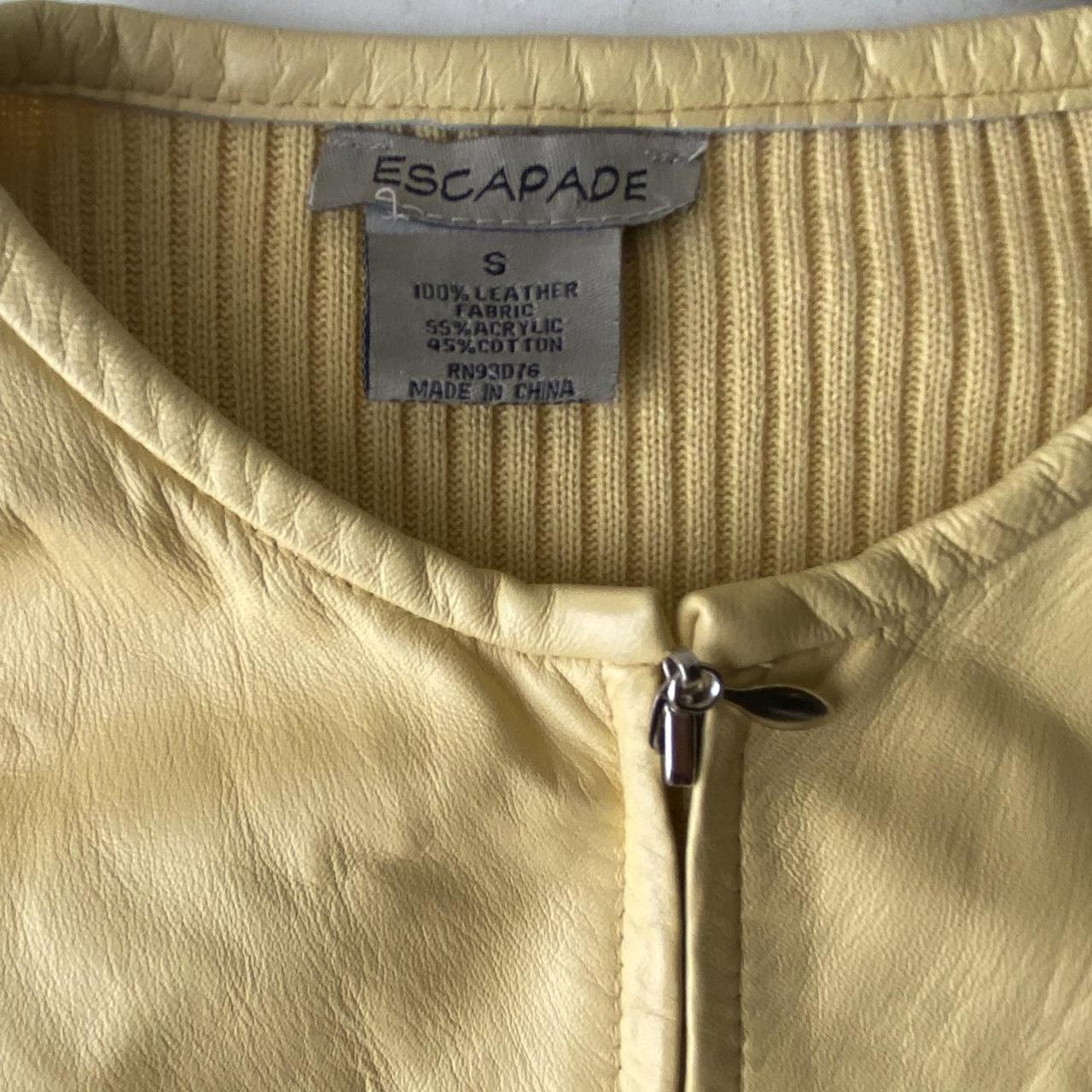 Canary yellow escape Y2K leather and knit jacket... - Depop