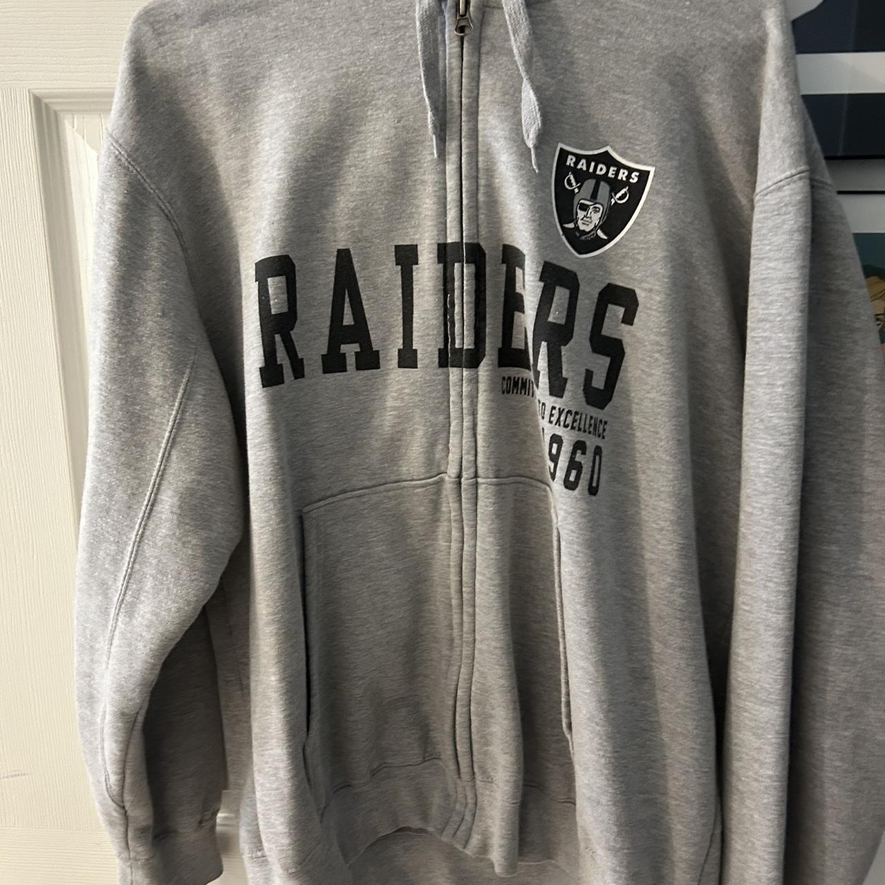 Large Raiders Official NFL Merch Jacket -worn few... - Depop