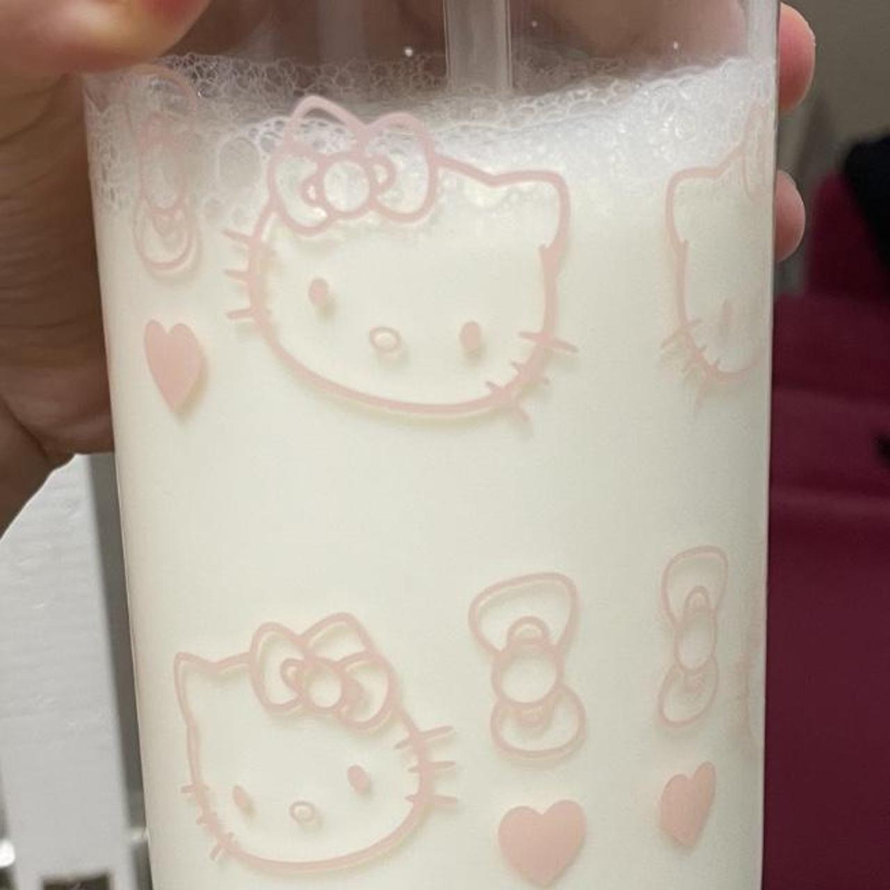 Hello Kitty Iced Coffee Glass cup w/ Lid &... - Depop
