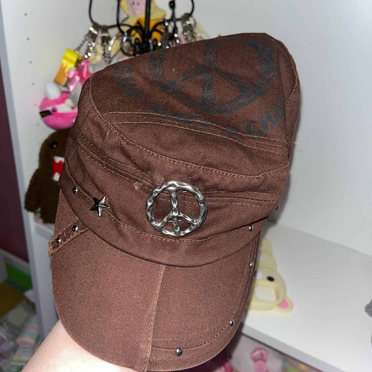 Peace sign star studded cadet hat. Needs to b spot... - Depop