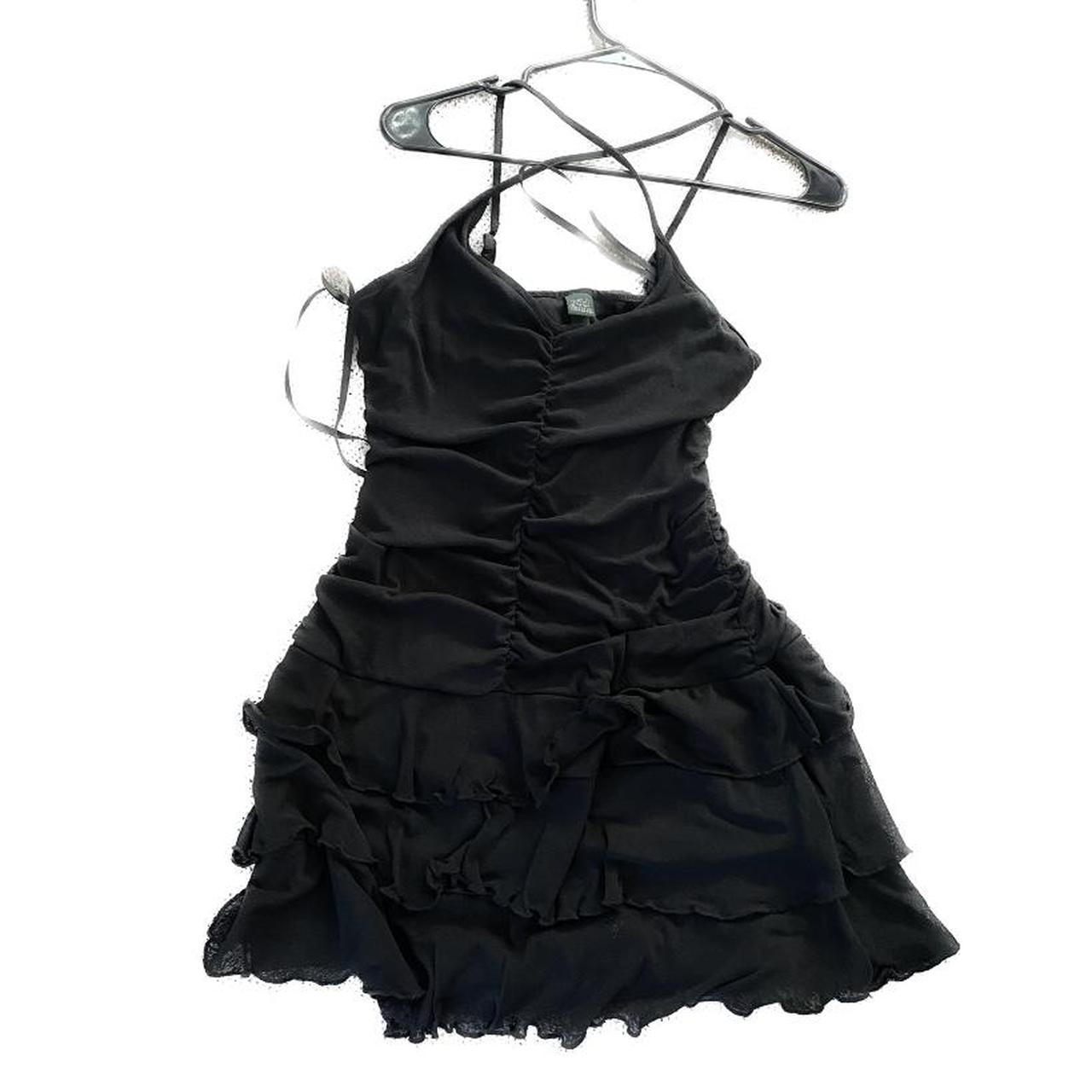 Black ruffle halter dress with adjustable straps,... | Depop