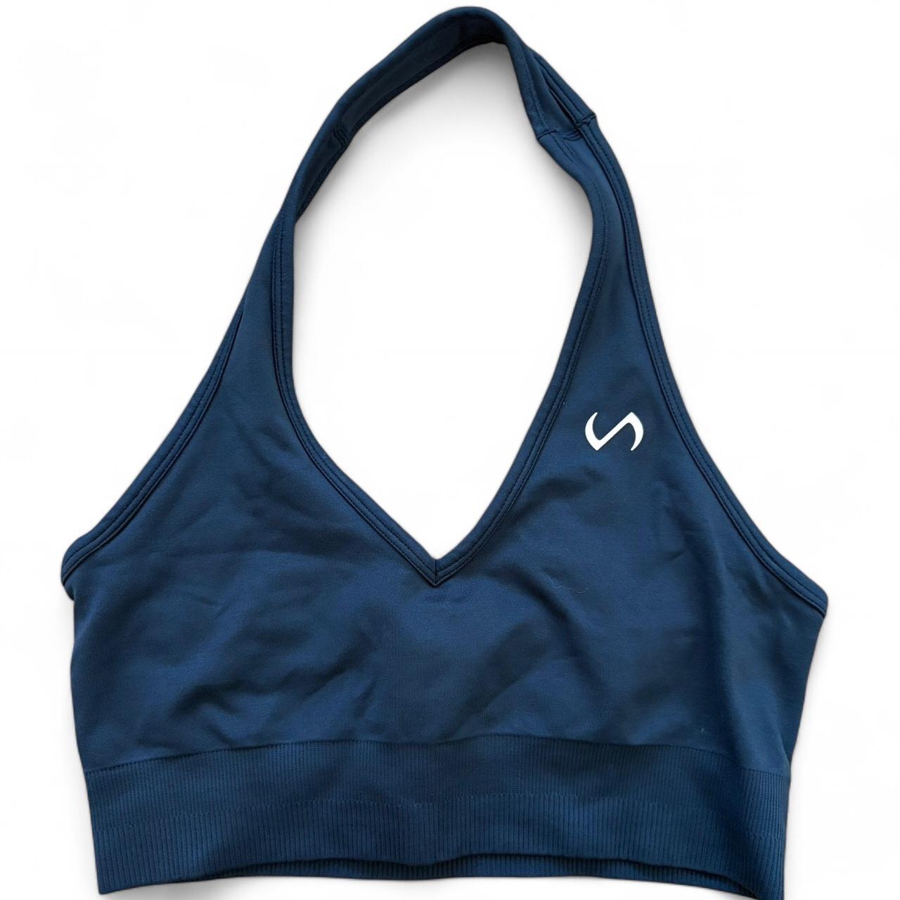 TLF Apparel navy blue workout halter crop top ️Not... - Depop