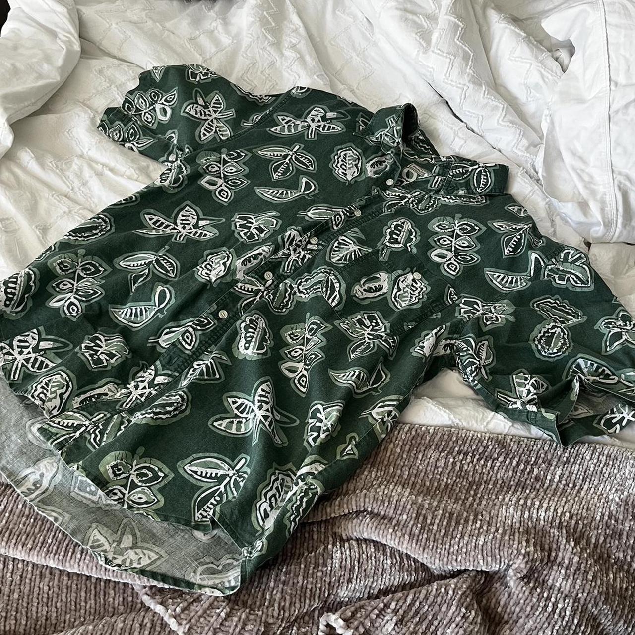 Vintage Bugle Boy Co. Green Hawaiian shirt - Depop