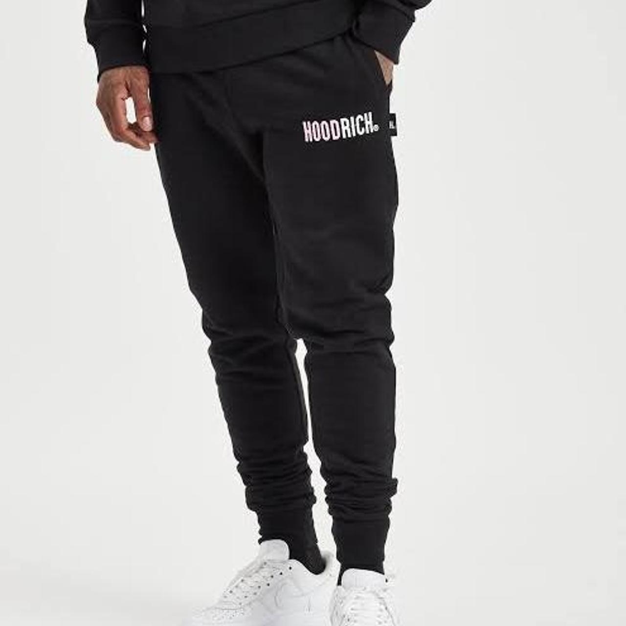HOODRICH OG Splitter Trackpants Black/Rose/White -... - Depop