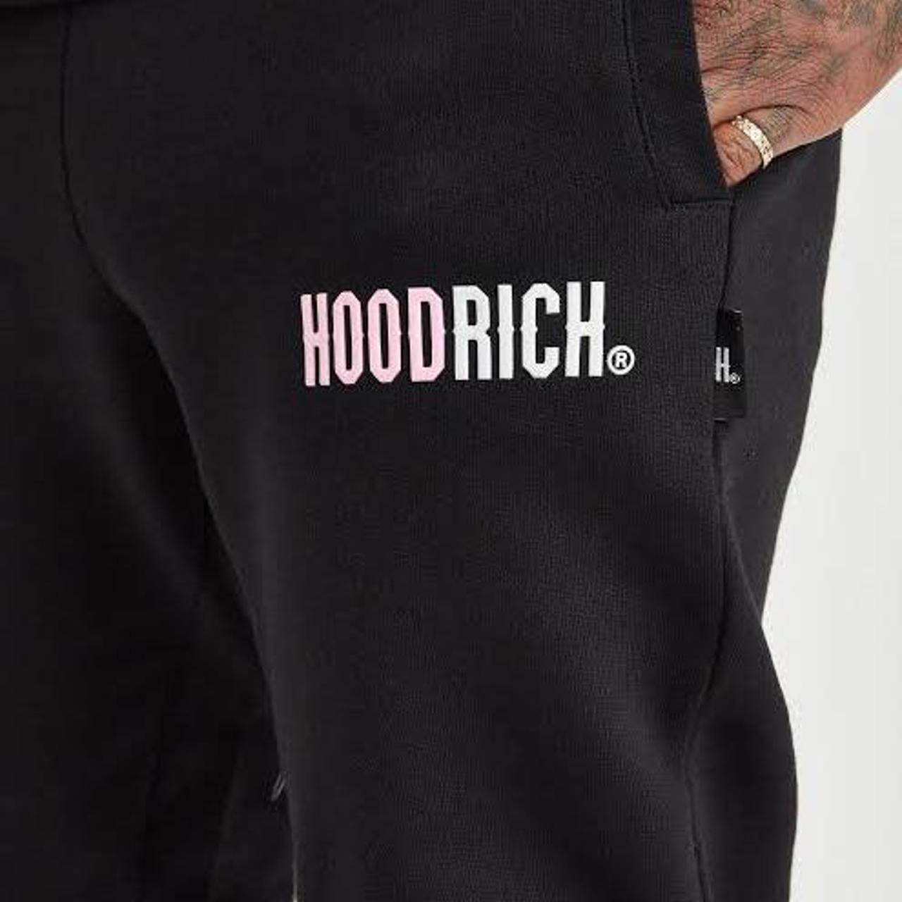 HOODRICH OG Splitter Trackpants Black/Rose/White -... - Depop