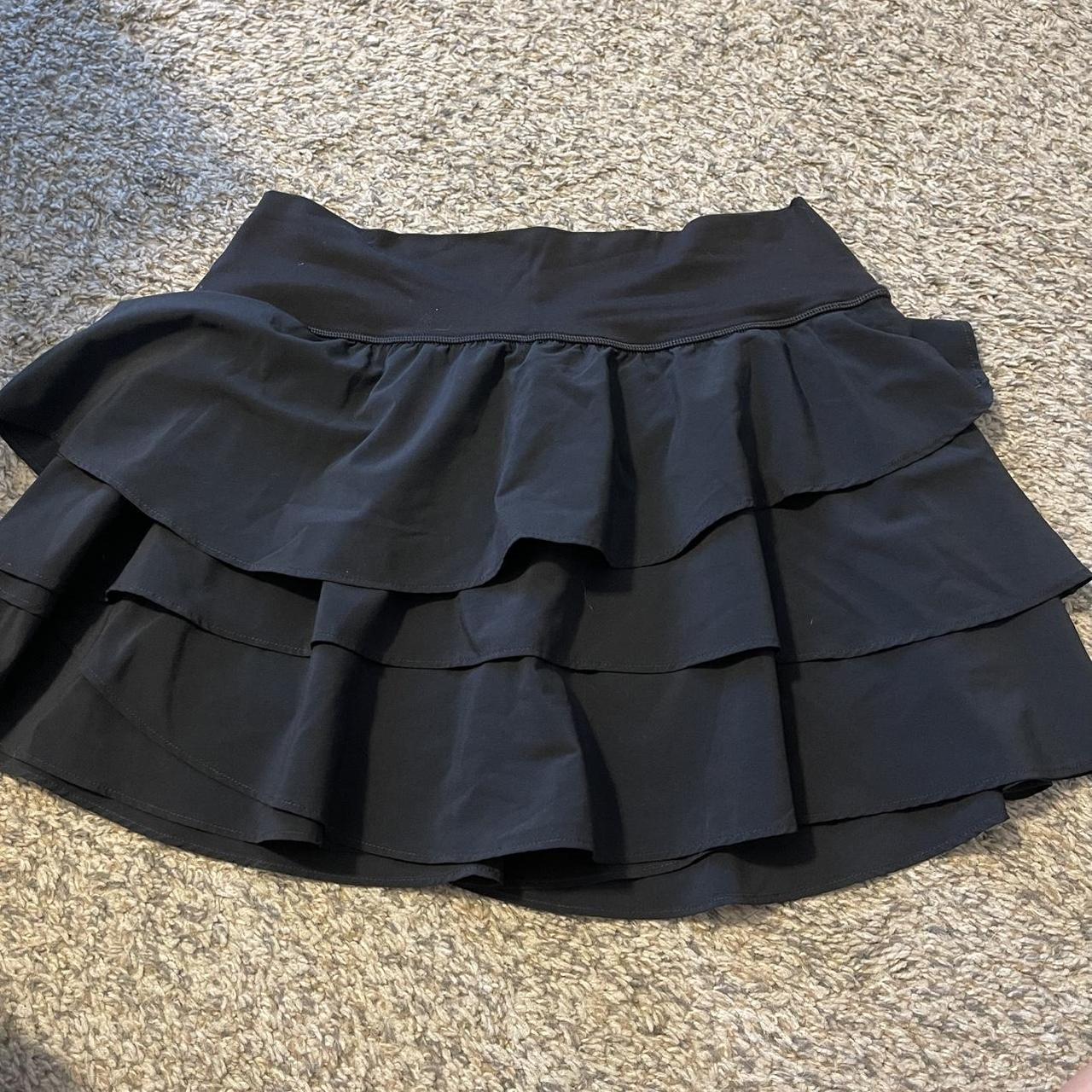 Black ruffle skirt with built-in shorts #skirts - Depop
