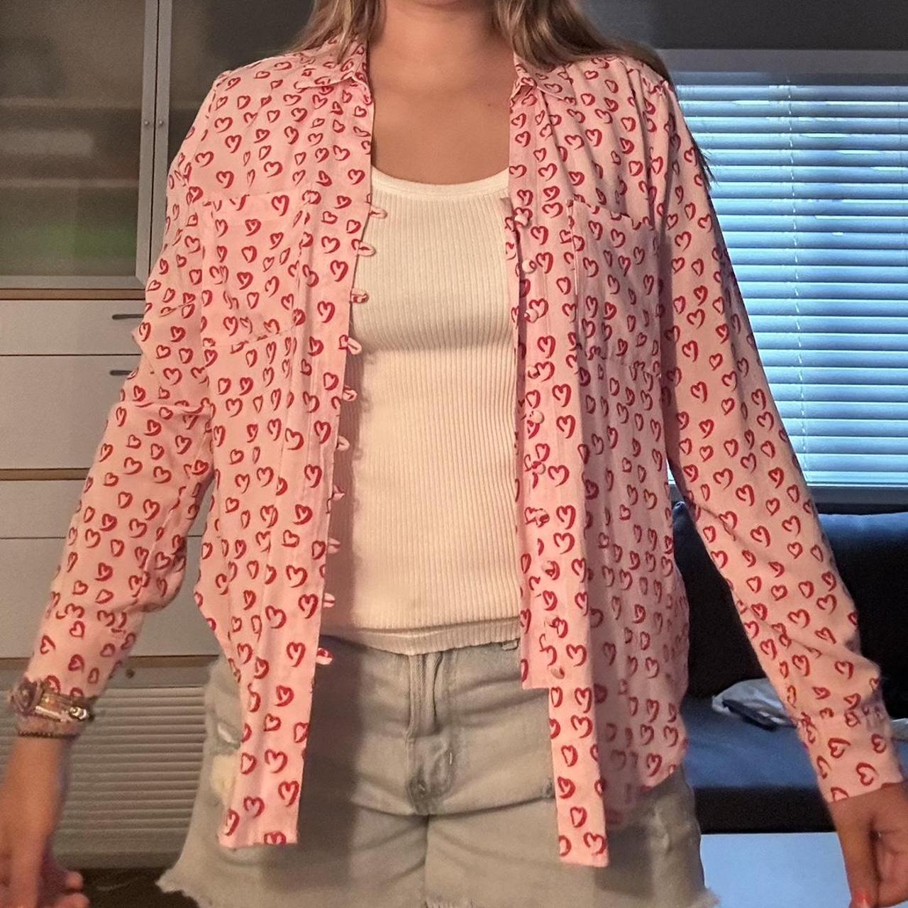 Pink heart flannel/cover up. I believe this was... - Depop