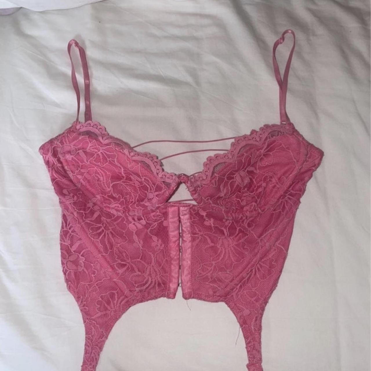 Generation outcast pink lace corset top ‘Casey... - Depop