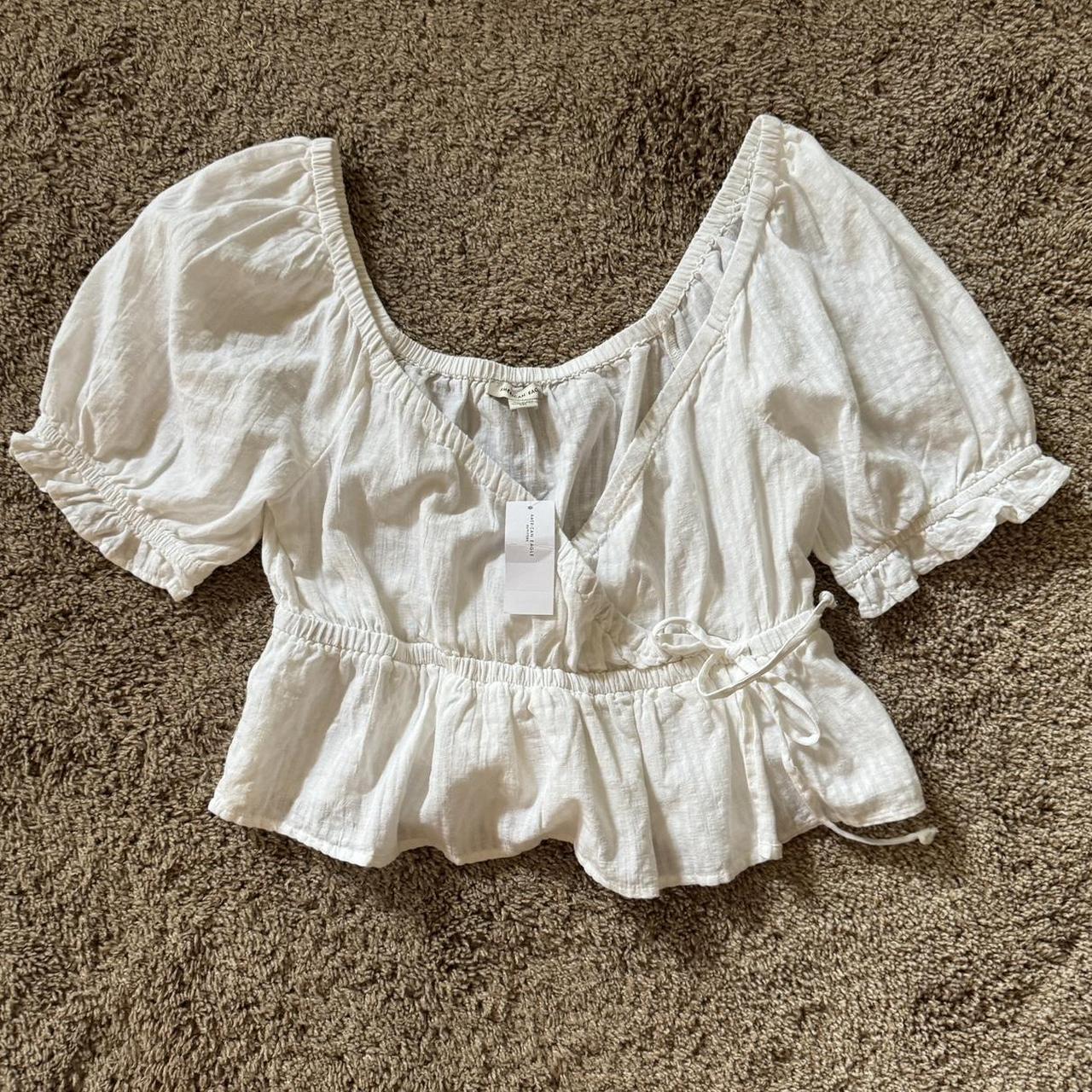 American Eagle white puff sleeve top - brand new... | Depop