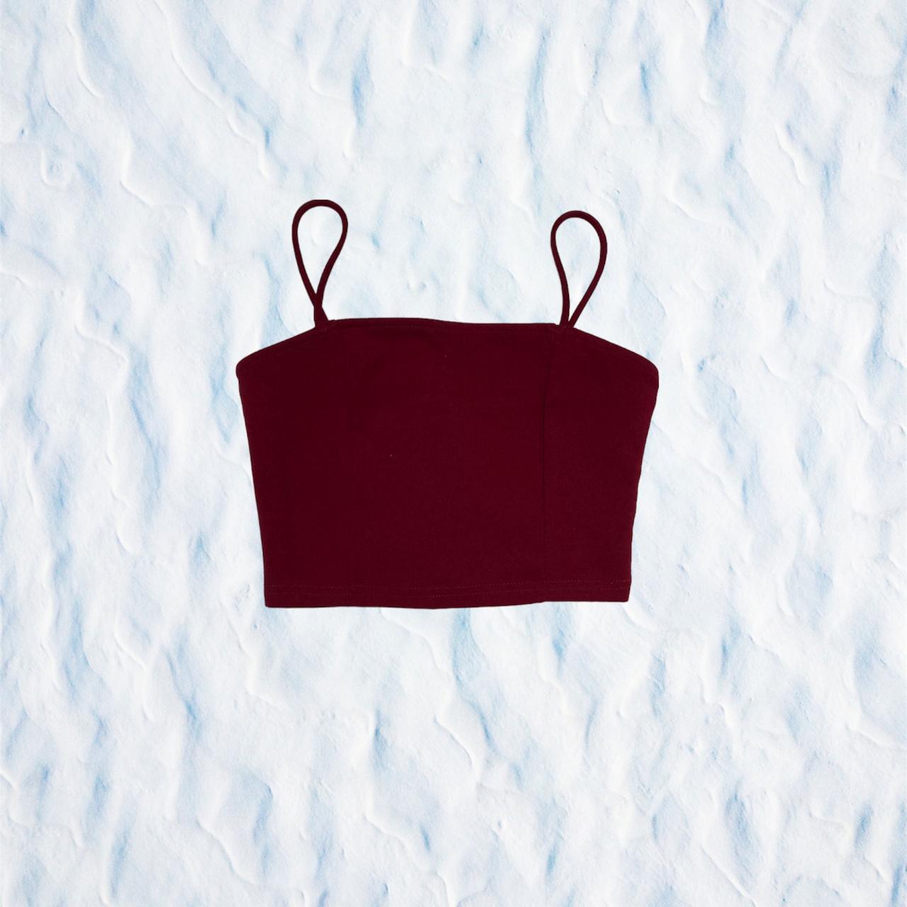 Cropped Vest Top in red / burgandy - Size: Small... - Depop