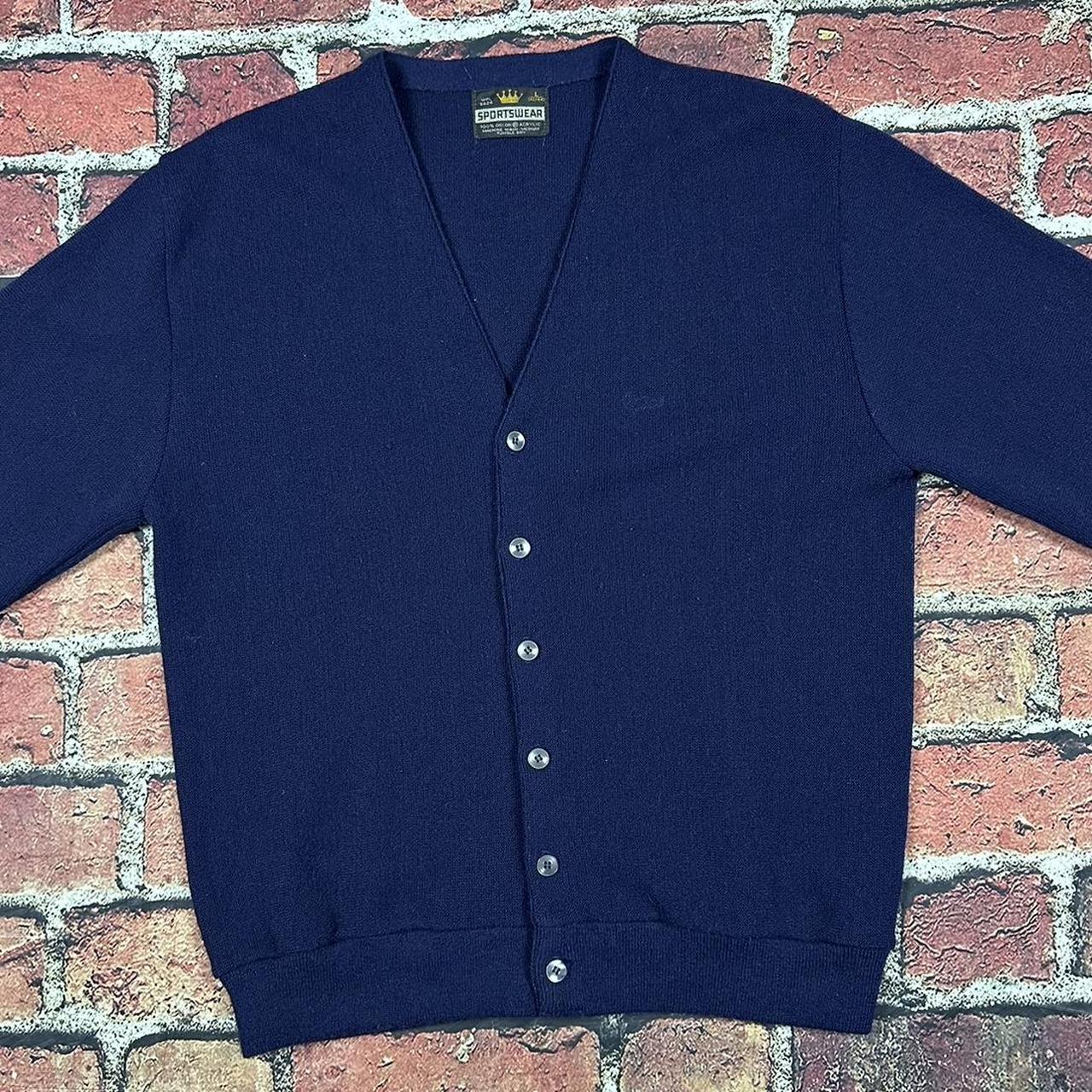 Vintage Sportswear Navy Blue Cardigan Sweater... - Depop
