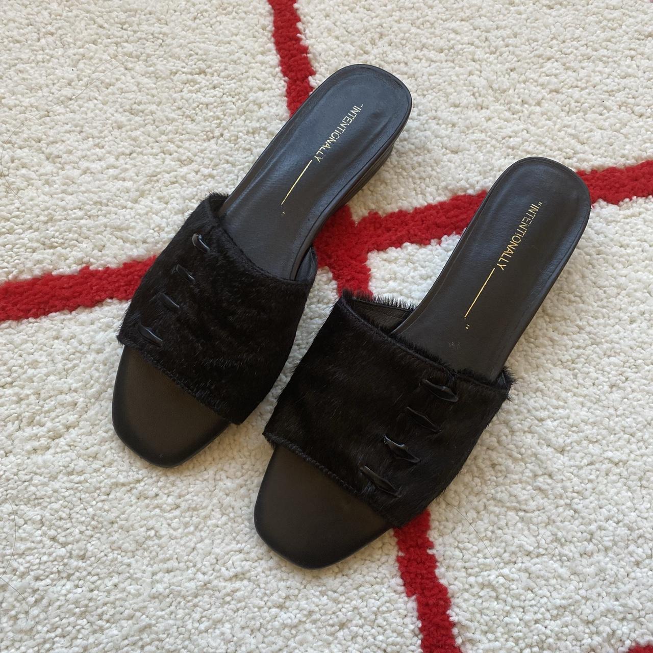 Intentionally Blank Women's Black Sandals | Depop