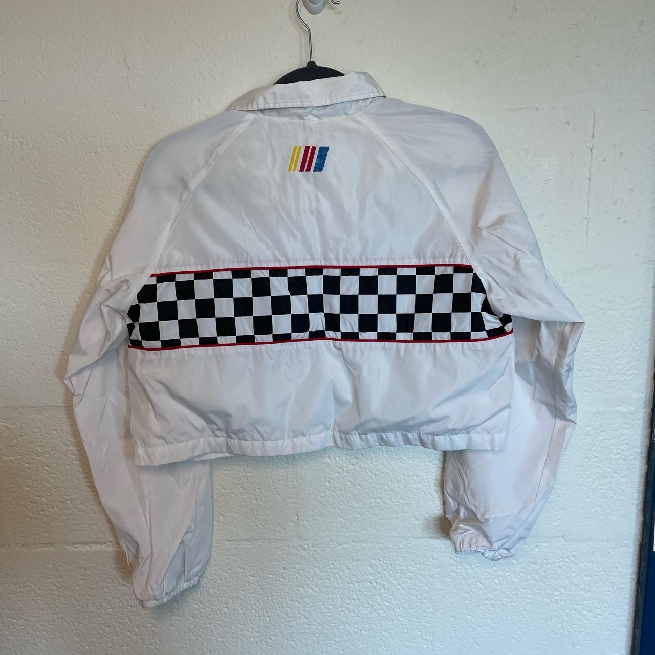 Women’s cropped nascar racing jacket Only flaw is... - Depop