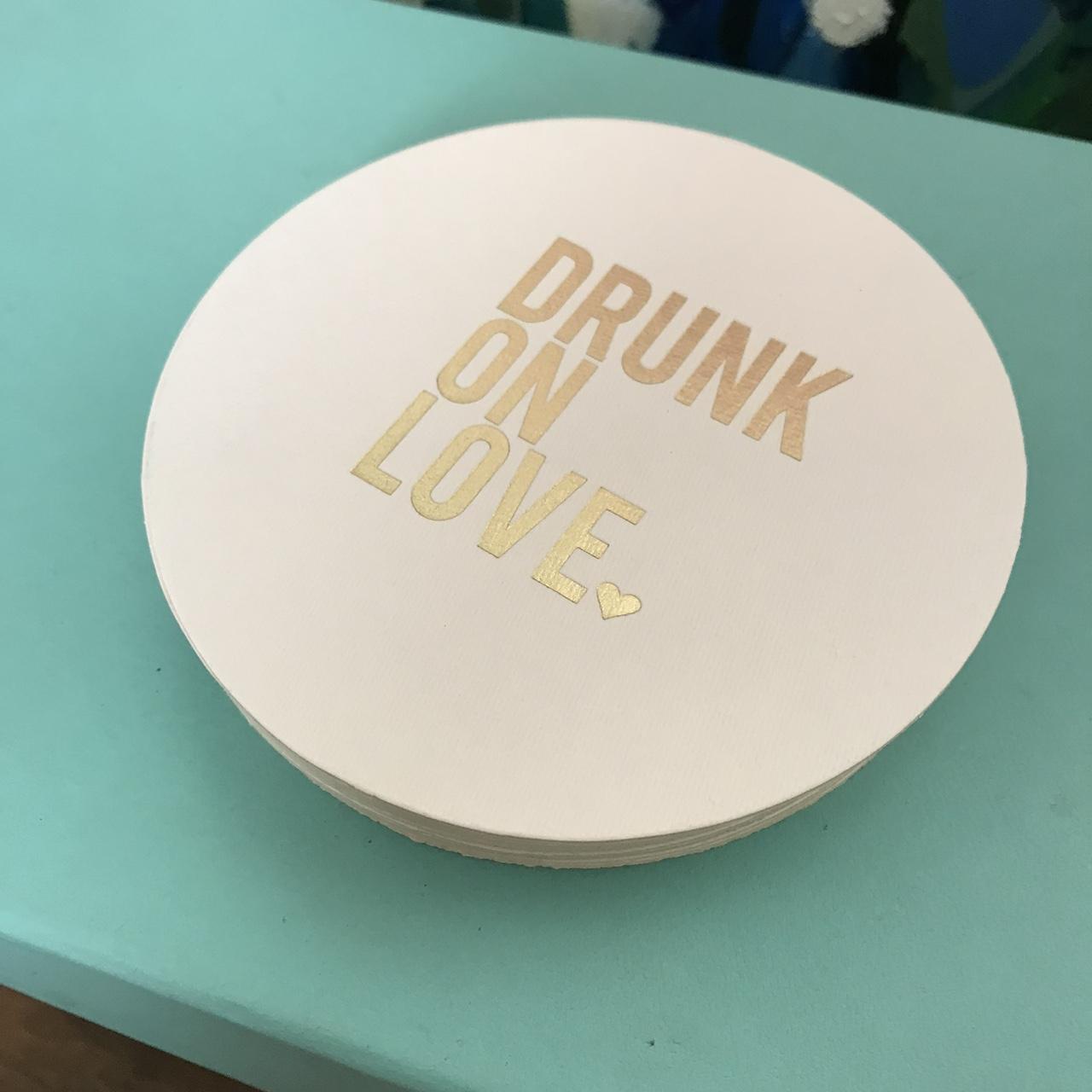 16 thick paper coasters for cocktail. Gold letters... - Depop