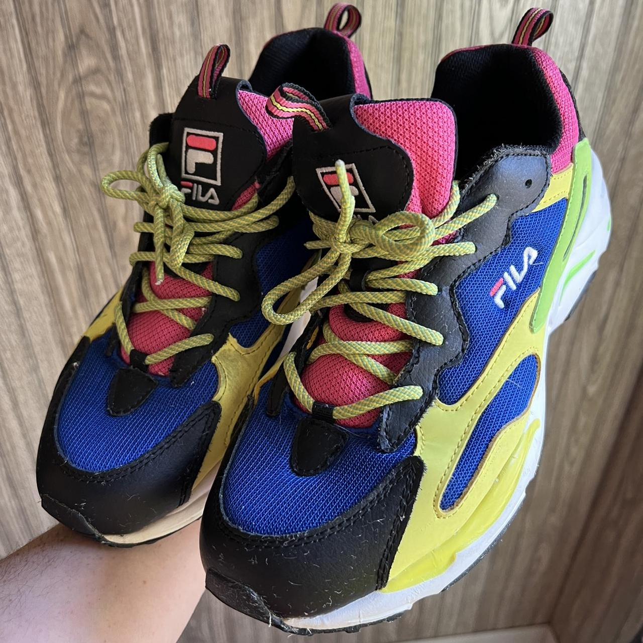Fila Ray Tracer Black Multi-colored Neon Colorblock... | Depop