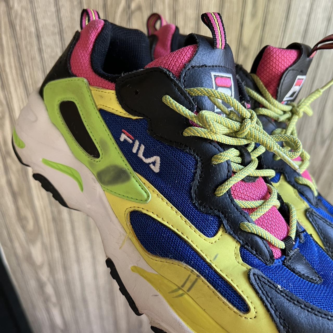 Fila Ray Tracer Black Multi-colored Neon Colorblock... | Depop