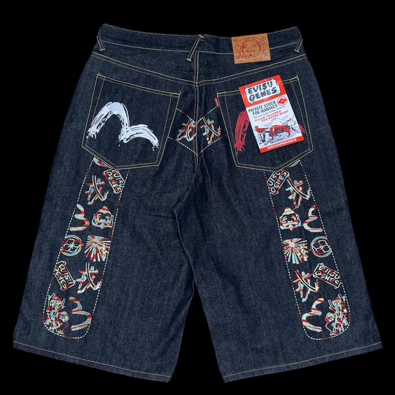 Evisu Jeans (jorts) Evisu, logos and Prints On back... - Depop