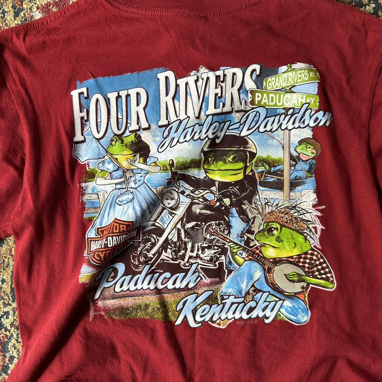harley Davison frog y2k tee size medium red 20 pit... - Depop