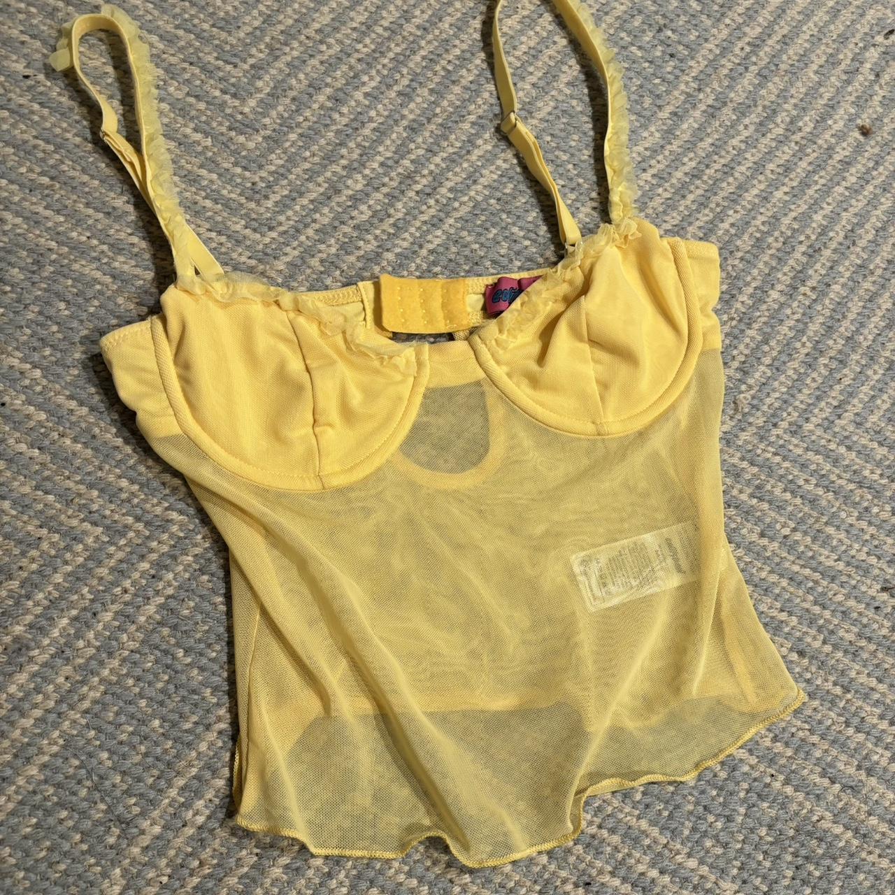 Edikted mercy sheer mesh bra top in yellow. Worn... - Depop