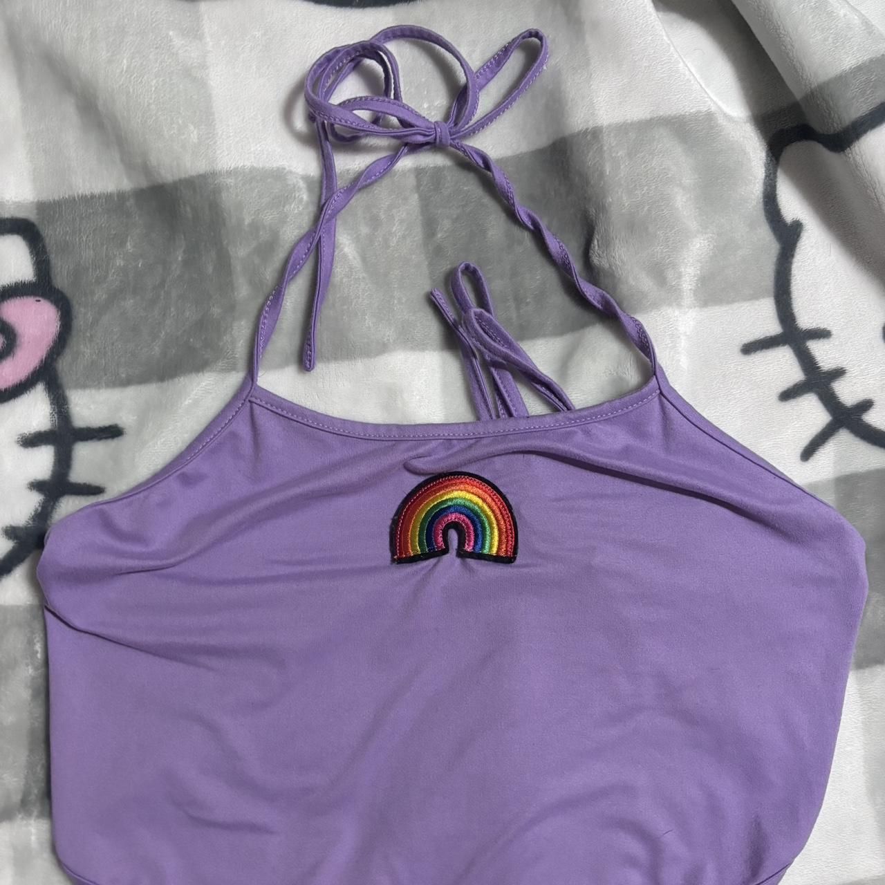 shien purple rainbow top size 0XL #rainbowtop - Depop