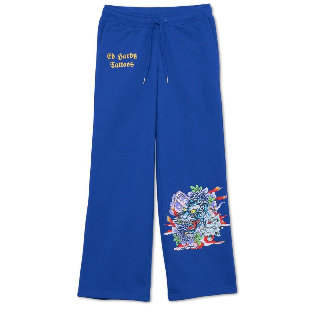 ED HARDY Royal Blue Two Piece Set size MEDIUM *small... - Depop