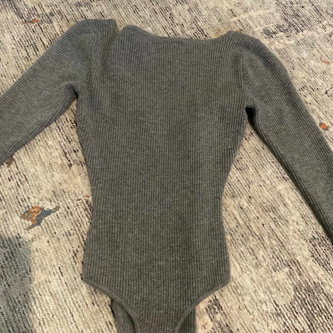Grey Bershka Knit Bodysuit Super soft and... - Depop