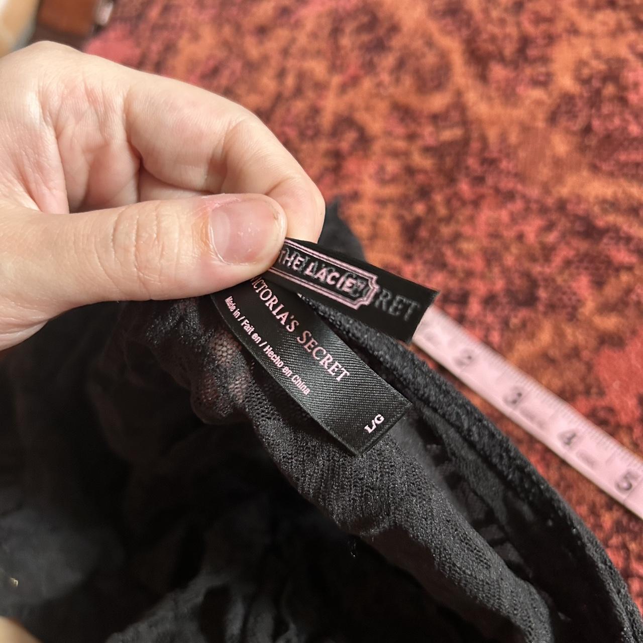 y2k black lace lingerie top labeled L fits me as a... | Depop