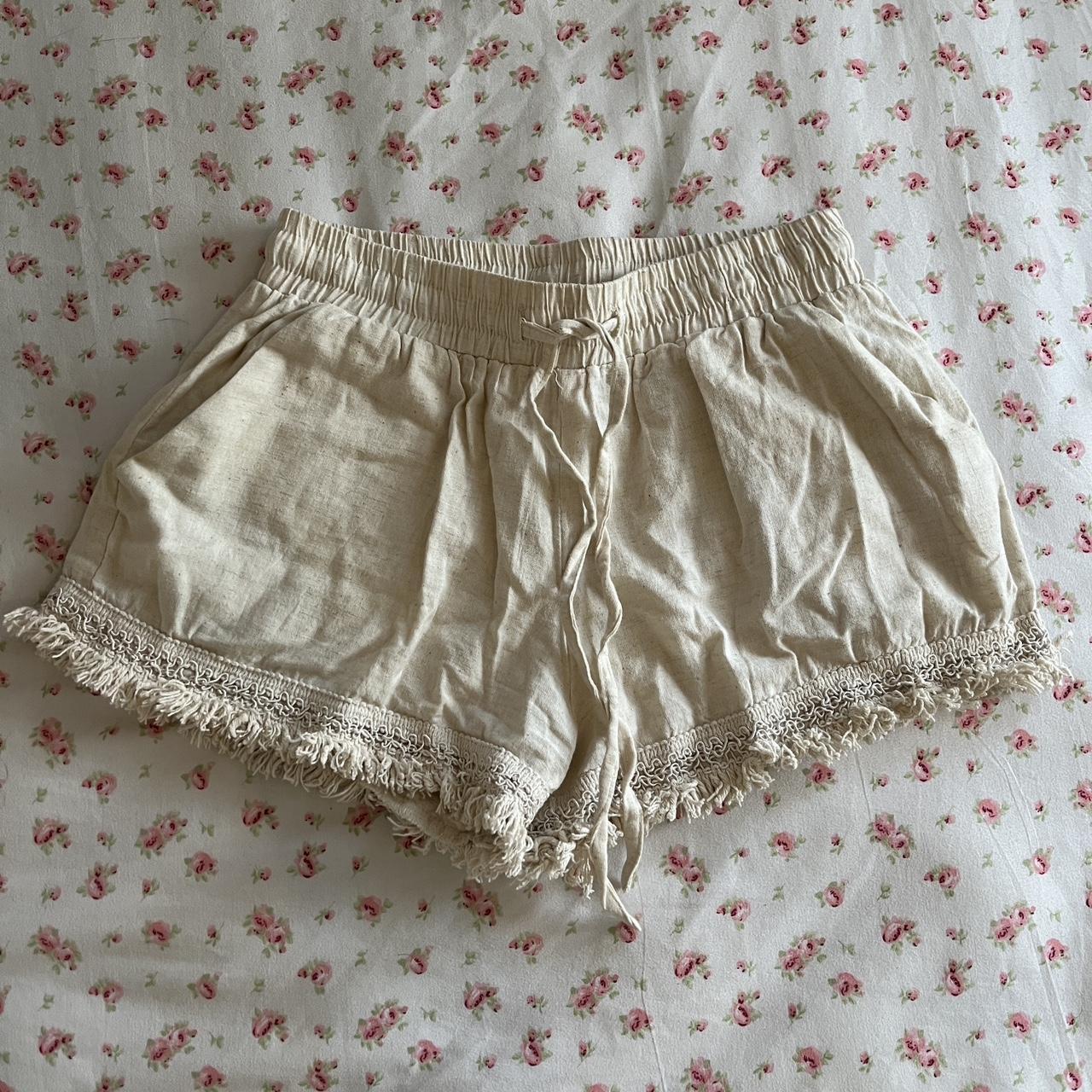 beige boho summer beach shorts no flaws that i... - Depop