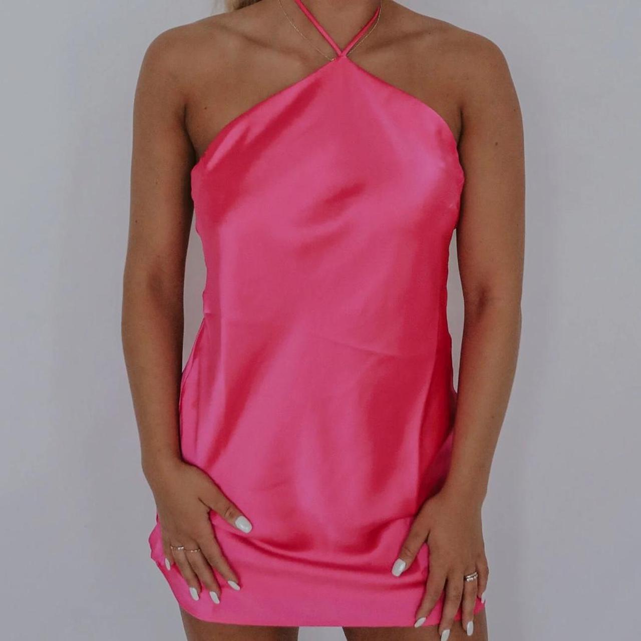 Altar’d State pink slip silk/satin dress Size:... - Depop