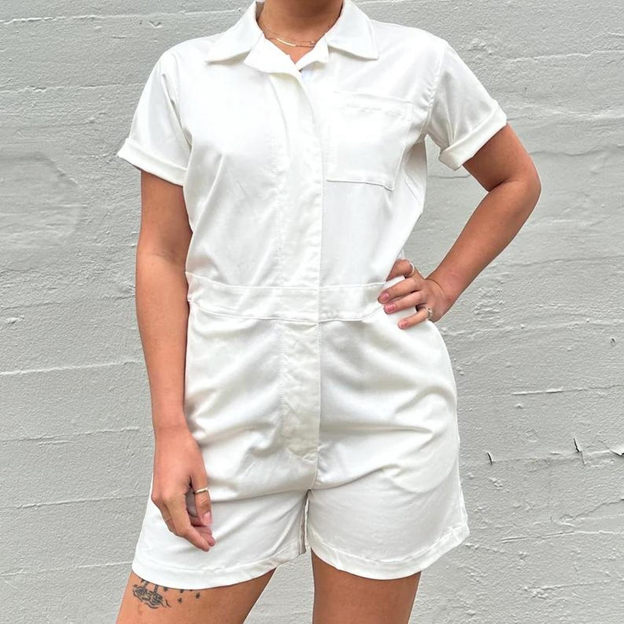 Nooworks White Shortall sz Large Like new... | Depop