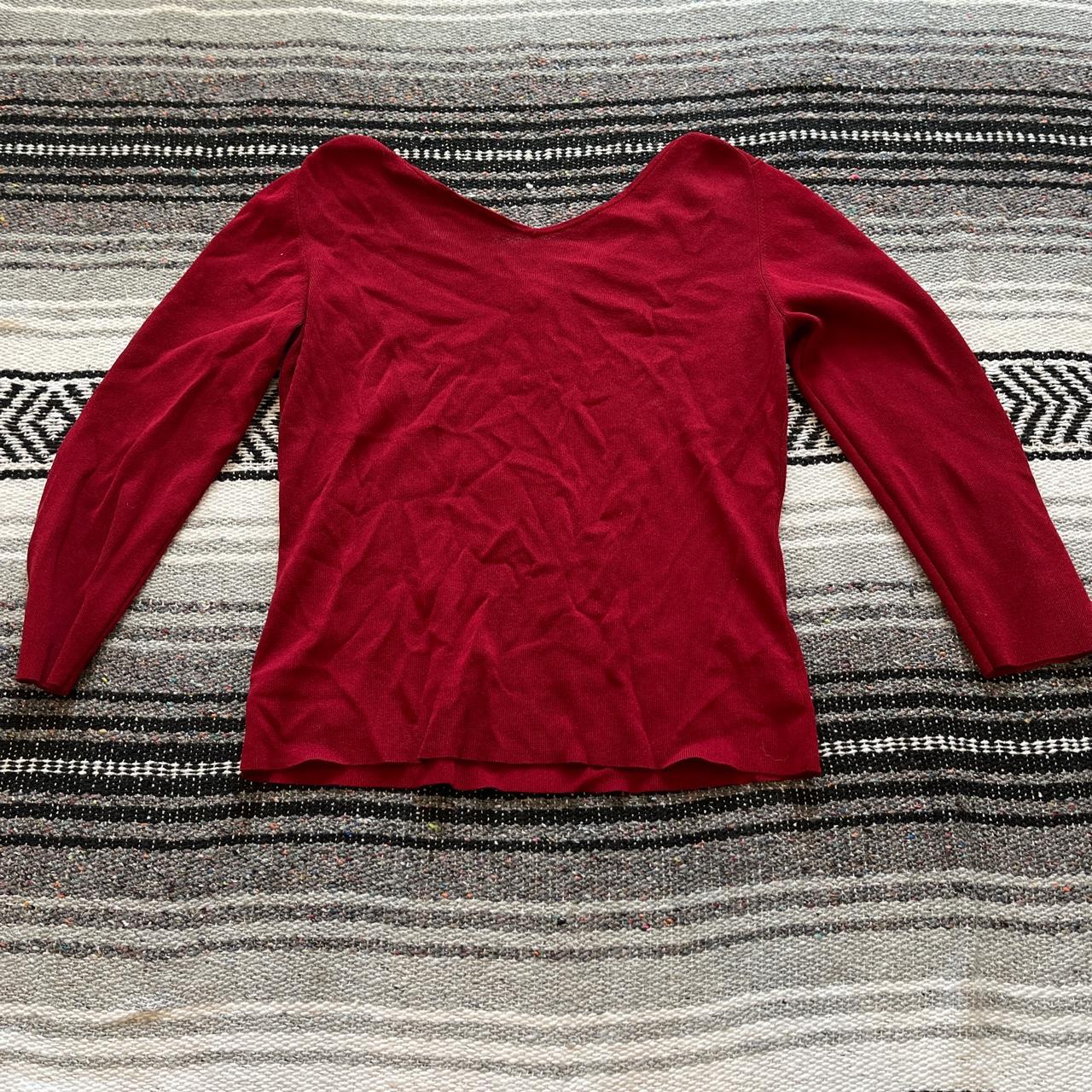 Dark Red Top 3/4 sleeve #darkred #redtop #longsleeve - Depop