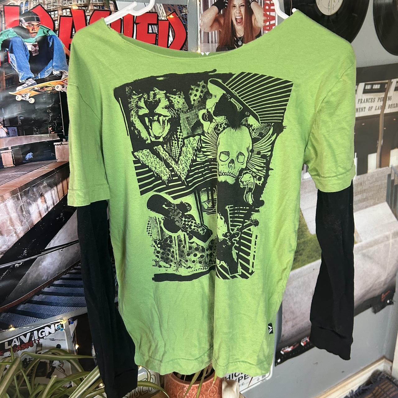 y2k early 2000s skater layered tee. the neck was cut... - Depop