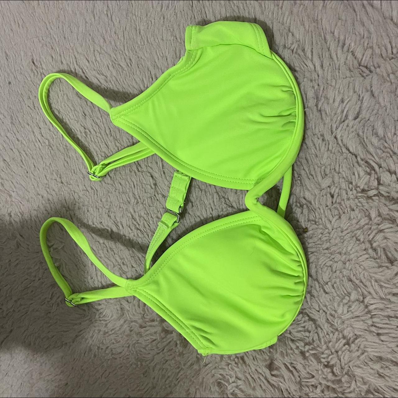 xhilaration neon green bathing suit top worn once... - Depop
