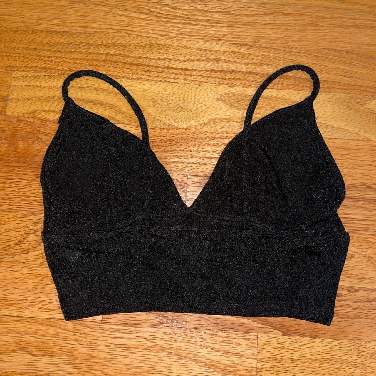 Urban Outfitters shimmery black triangle crop top in... - Depop