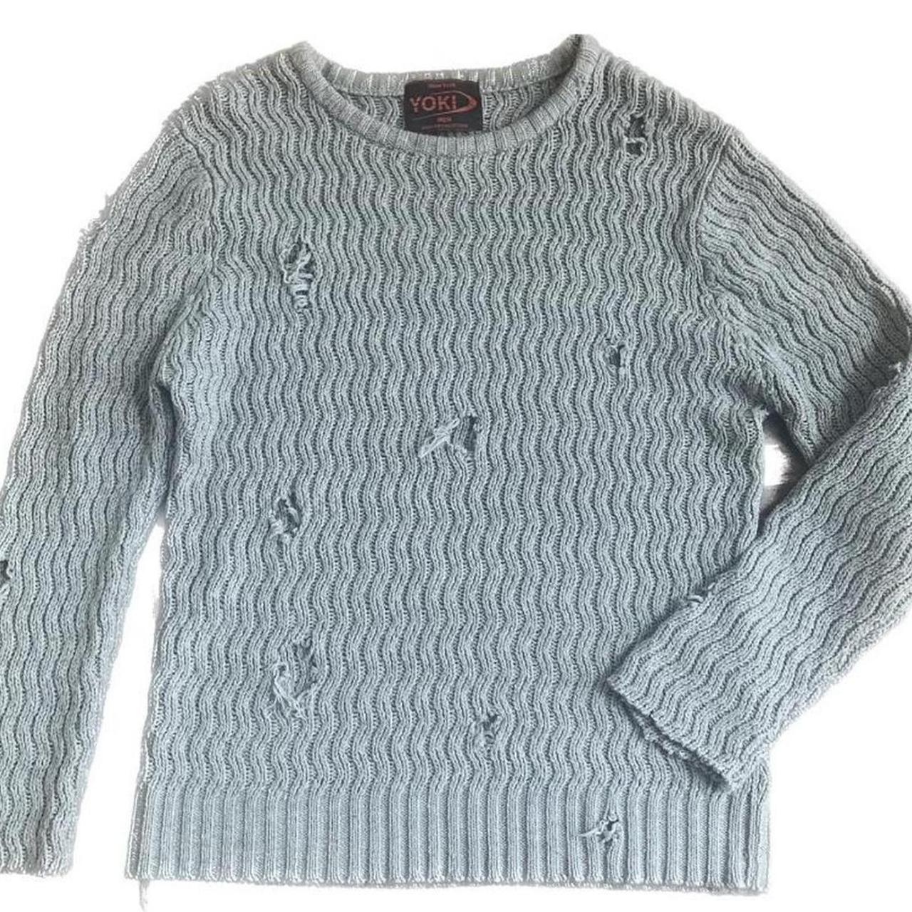 Yoki Distressed Knit Sweater Size L (fits more of a... - Depop
