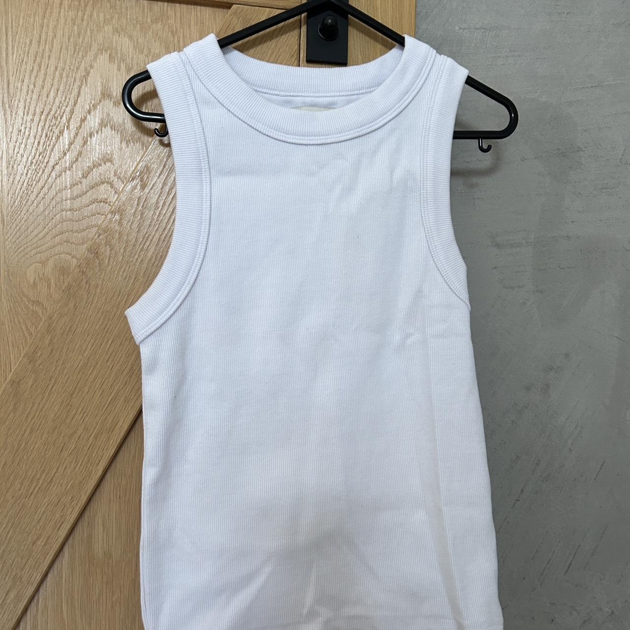 Neuw white racer back singlet Size 10 Worn twice, in... - Depop